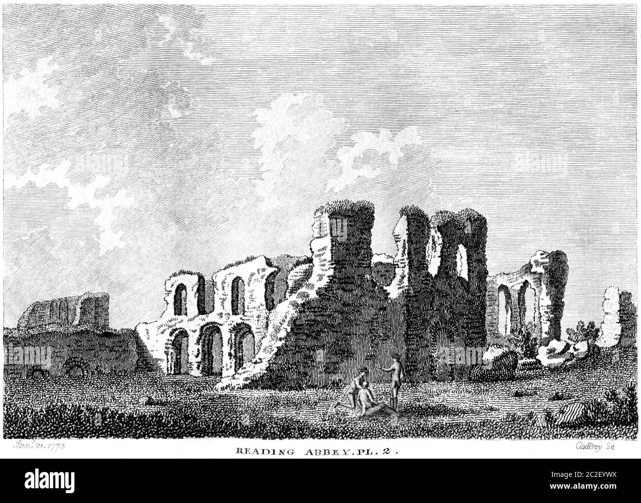 An engraving of Reading Abbey January 21 1773 scanned at high ...