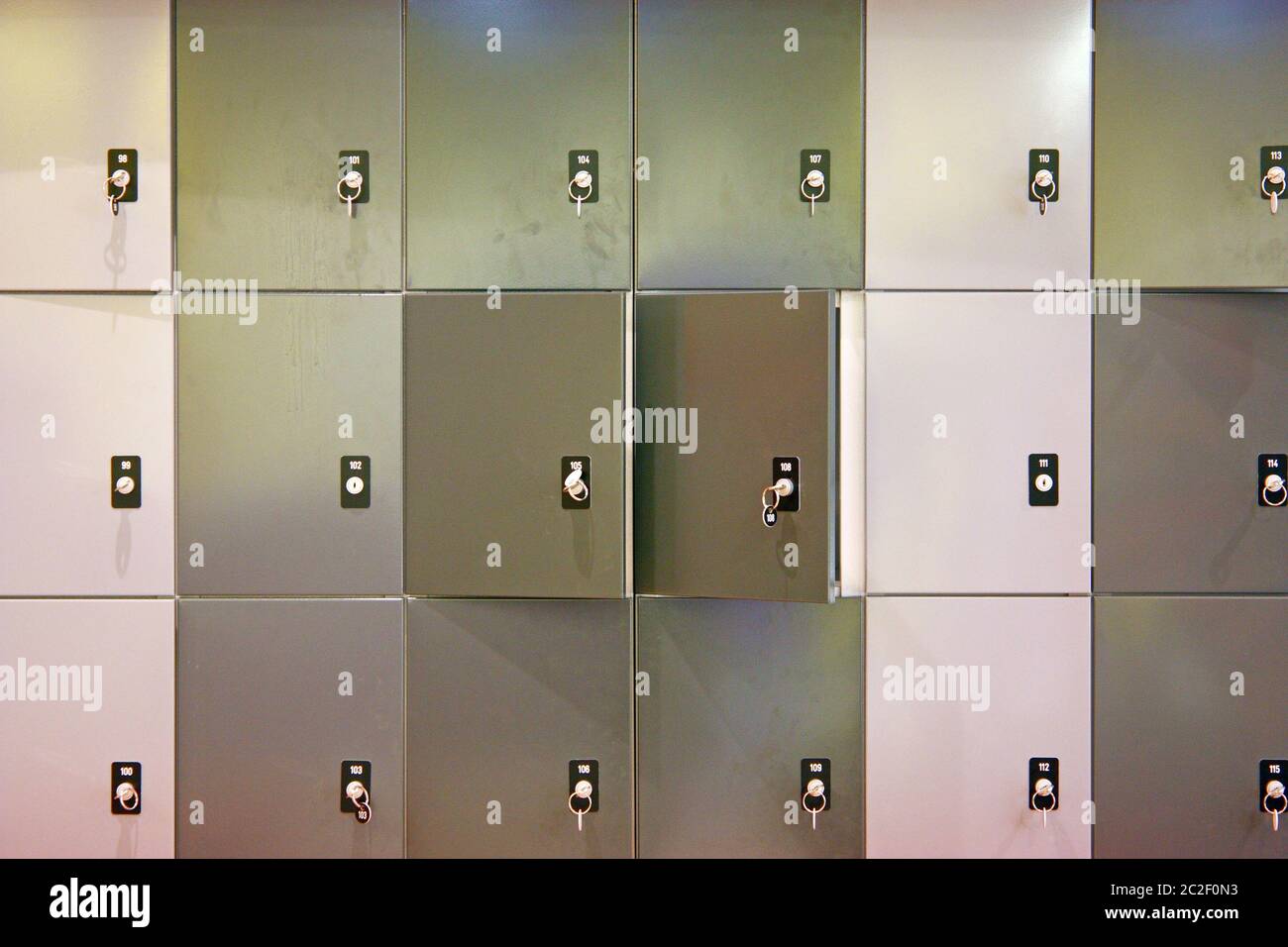Set of lockers in shopping center Stock Photo - Alamy