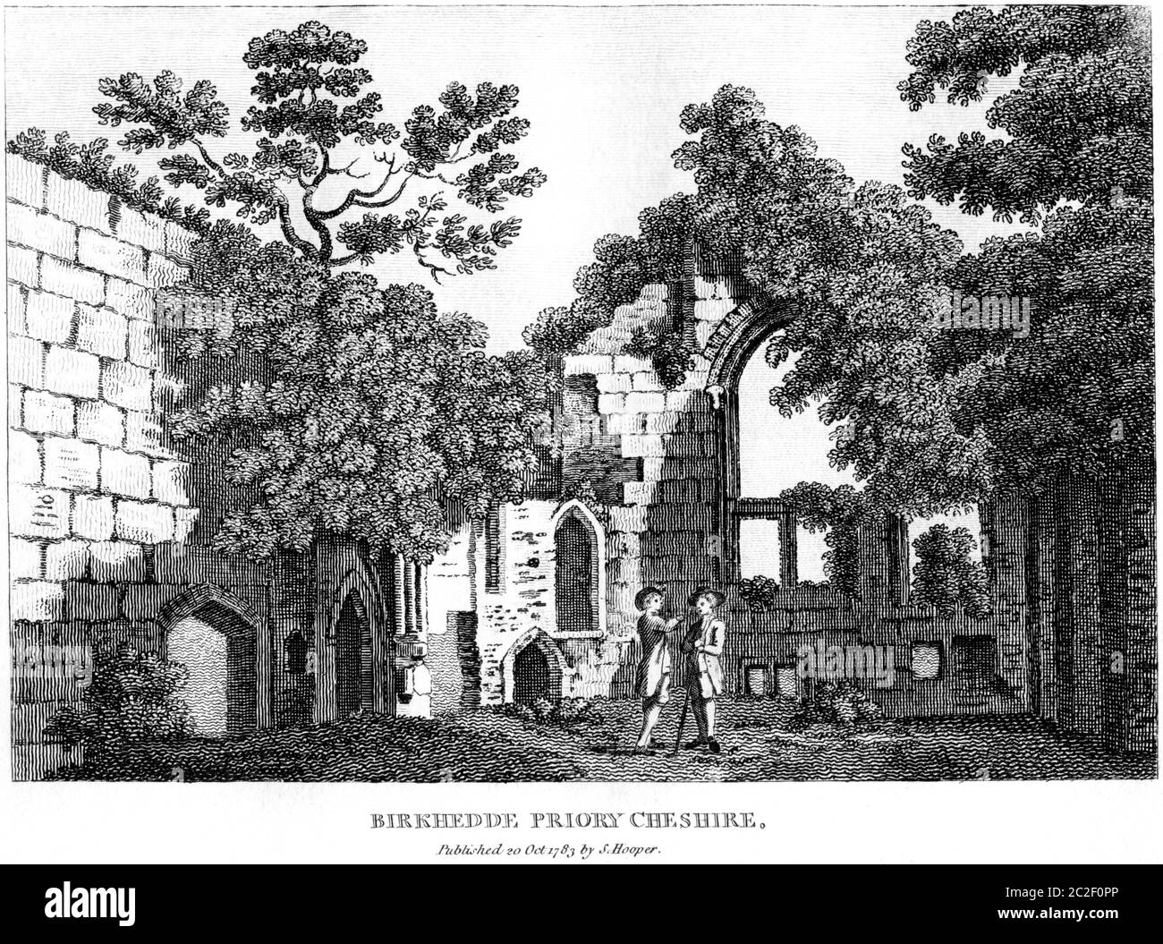 An engraving of Birkhedde (Birkenhead) Priory Cheshire 20 October 1783 ...
