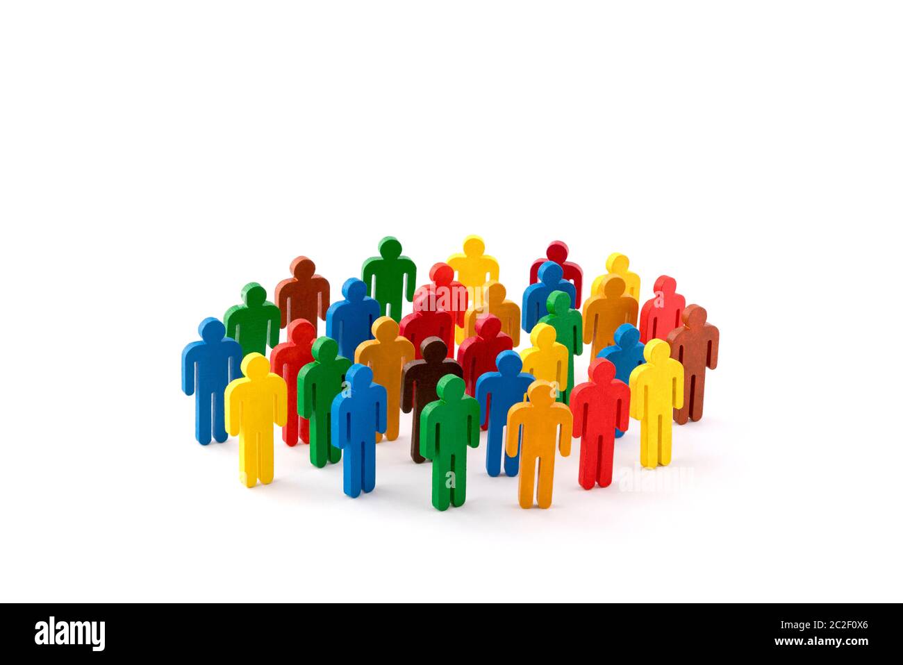 Colorful painted group of people figures on white background Stock ...