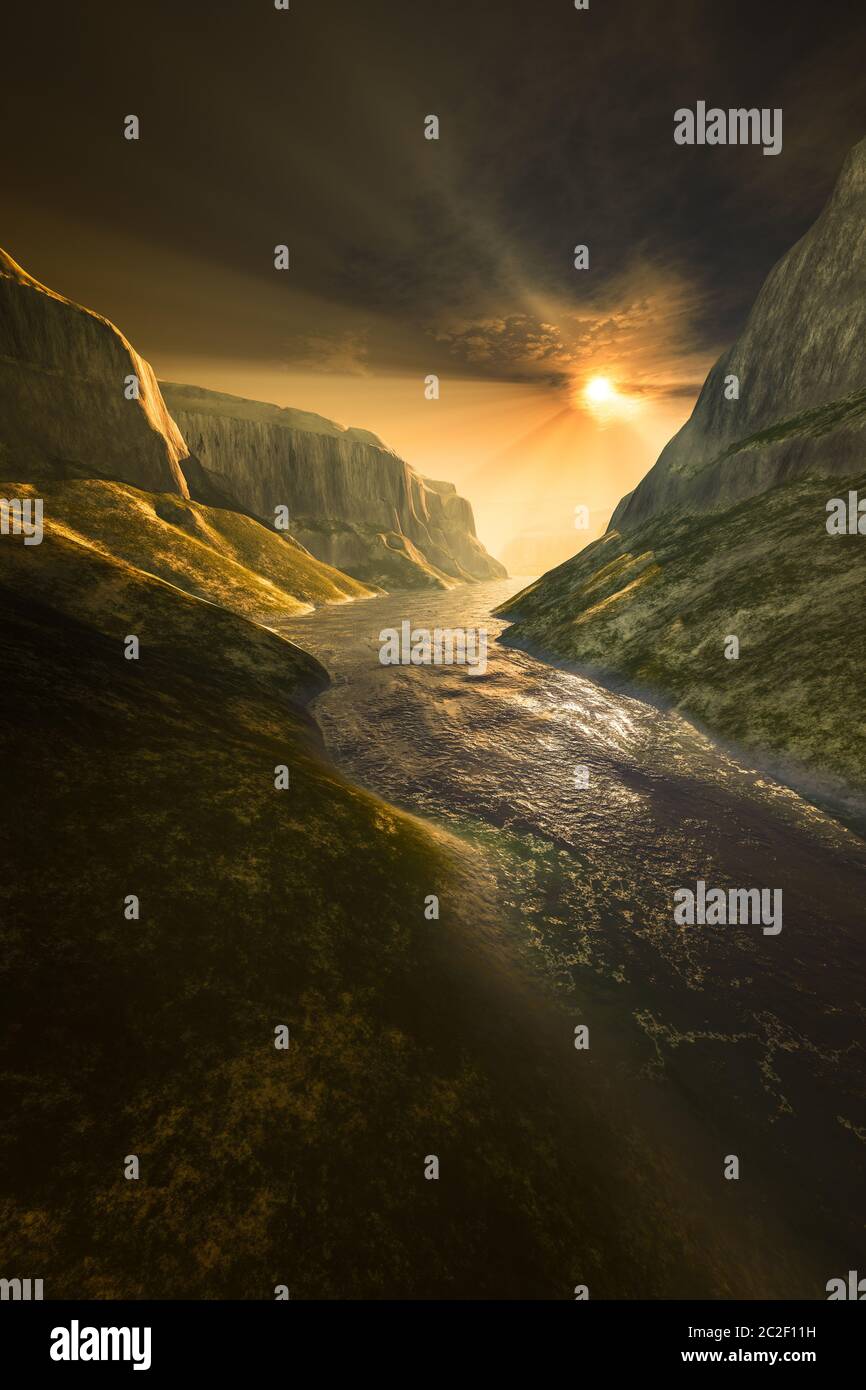 Fantasy Canyon Sunset Stock Photo - Alamy