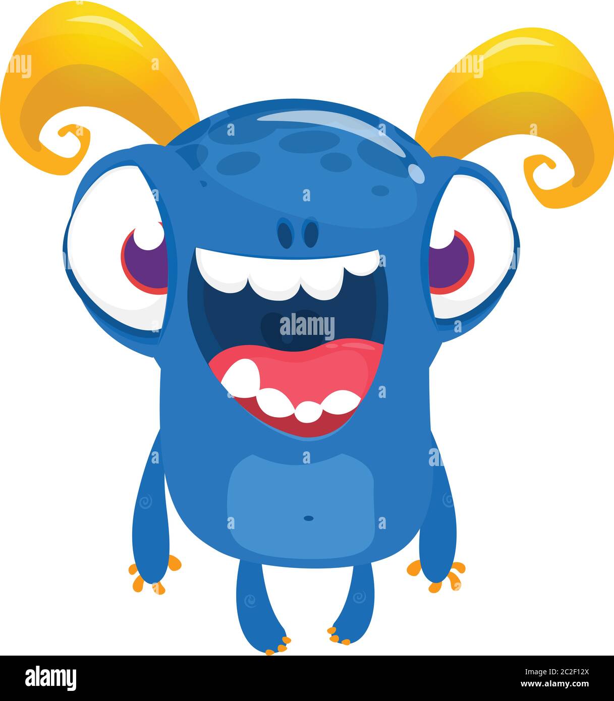 Cute cartoon excited smiling alien. Vector alien character. Isolated ...