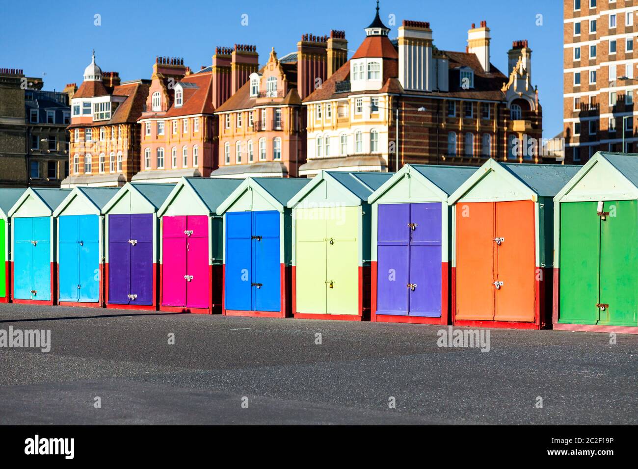 Colorful Brighton beach huts Stock Photo - Alamy