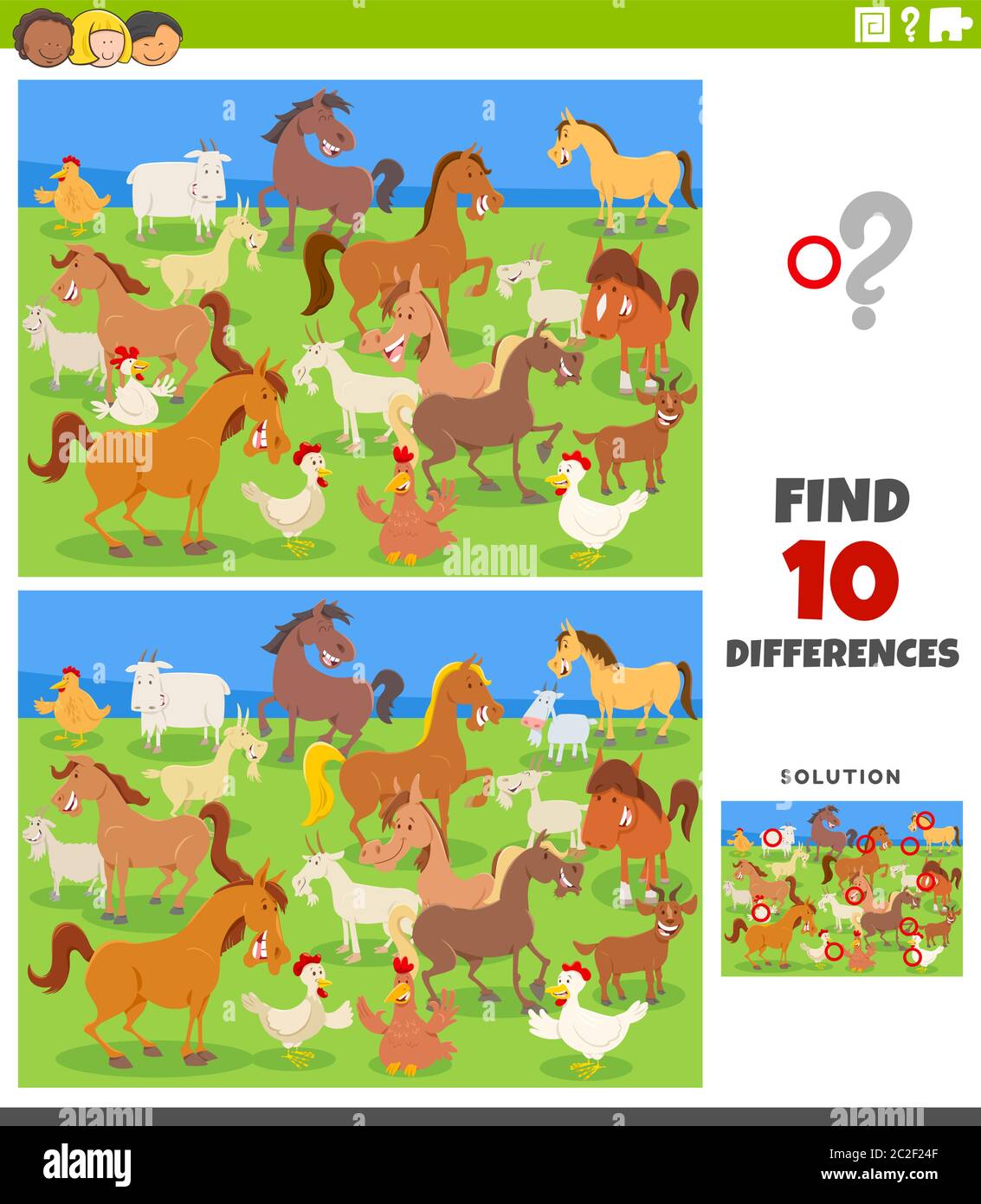 Cartoon Illustration of Finding Differences Between Pictures ...