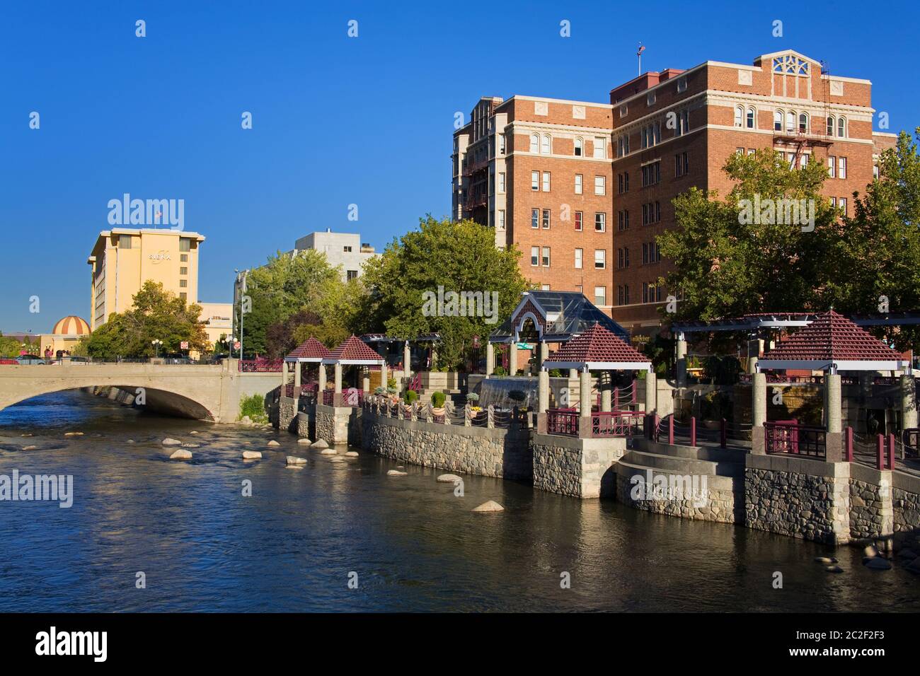 The Riverwalk District along the Truckee River in Reno, Nevada, USA ...