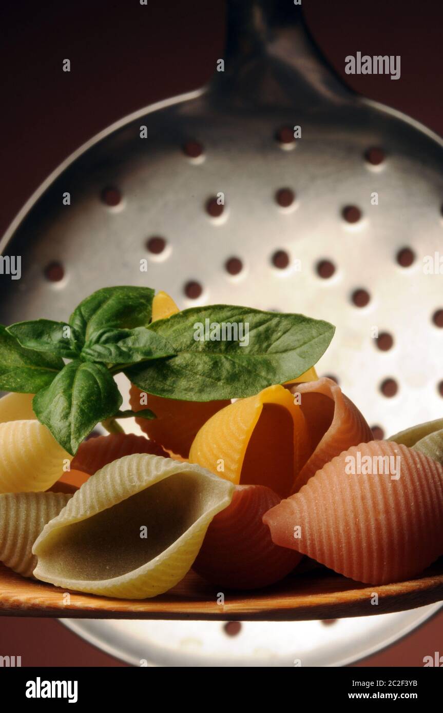 Conchiglie rigate on the spoon Stock Photo - Alamy