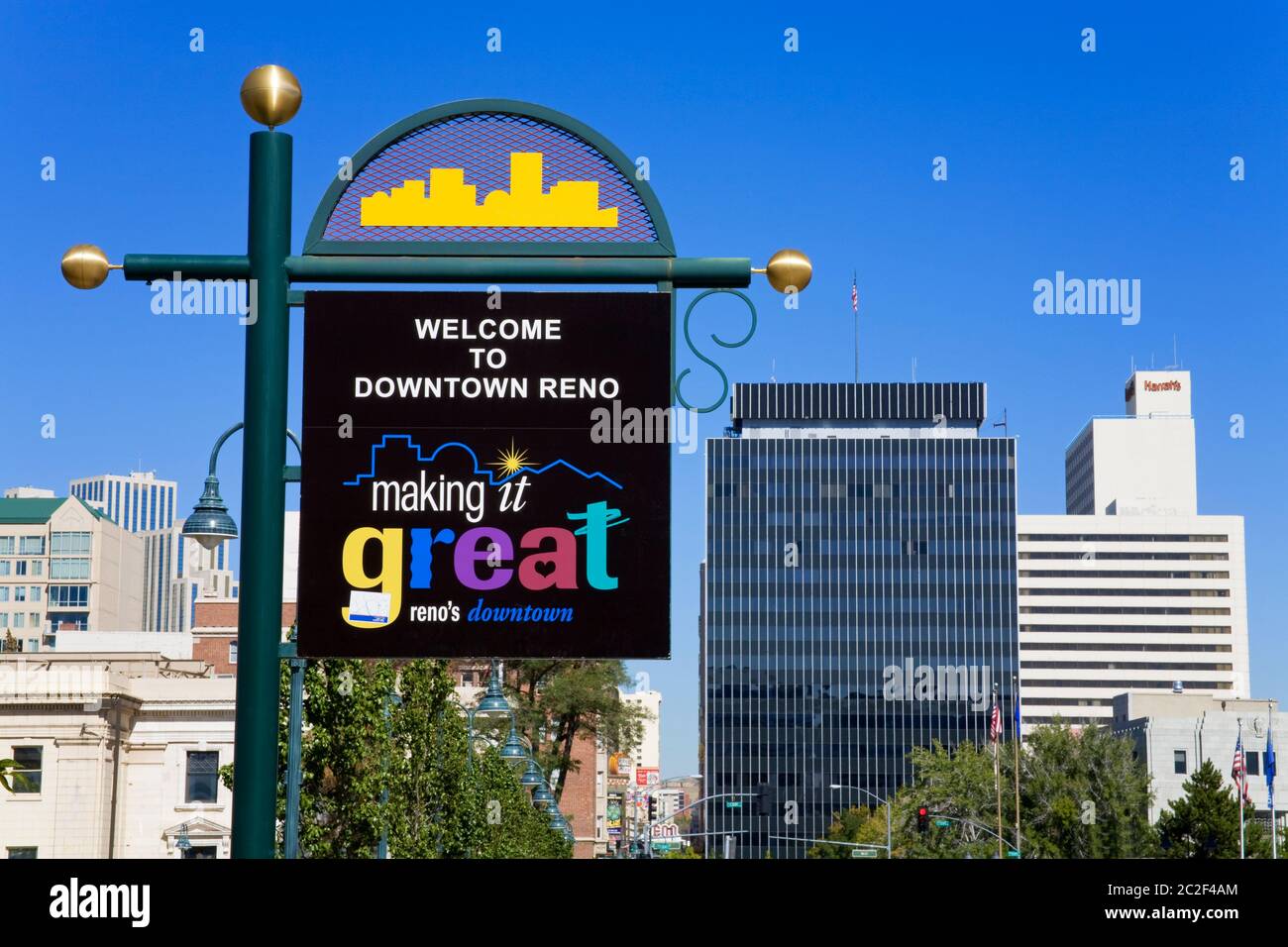Welcome sign on Virginia Street in downtown Reno, Nevada, USA Stock ...