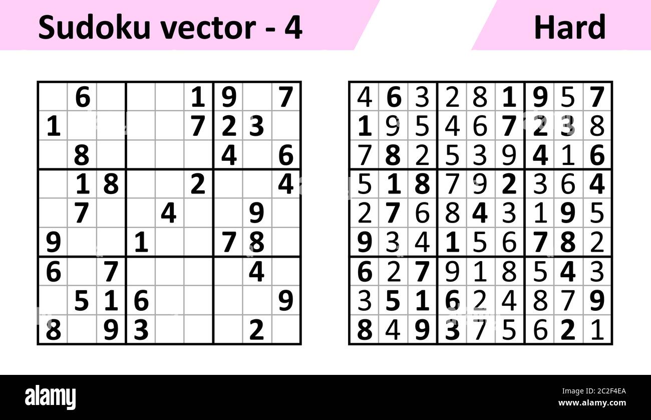 Sudoku game with answers. Simple vector design set Sudoku. Blank template. Complexity of the ...