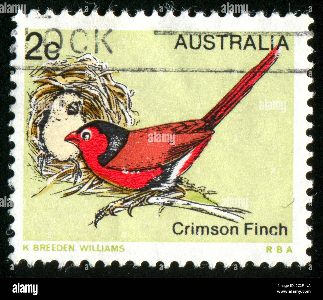 AUSTRALIA - CIRCA 1978: stamp printed by Australia, shows Crimson Finch ...