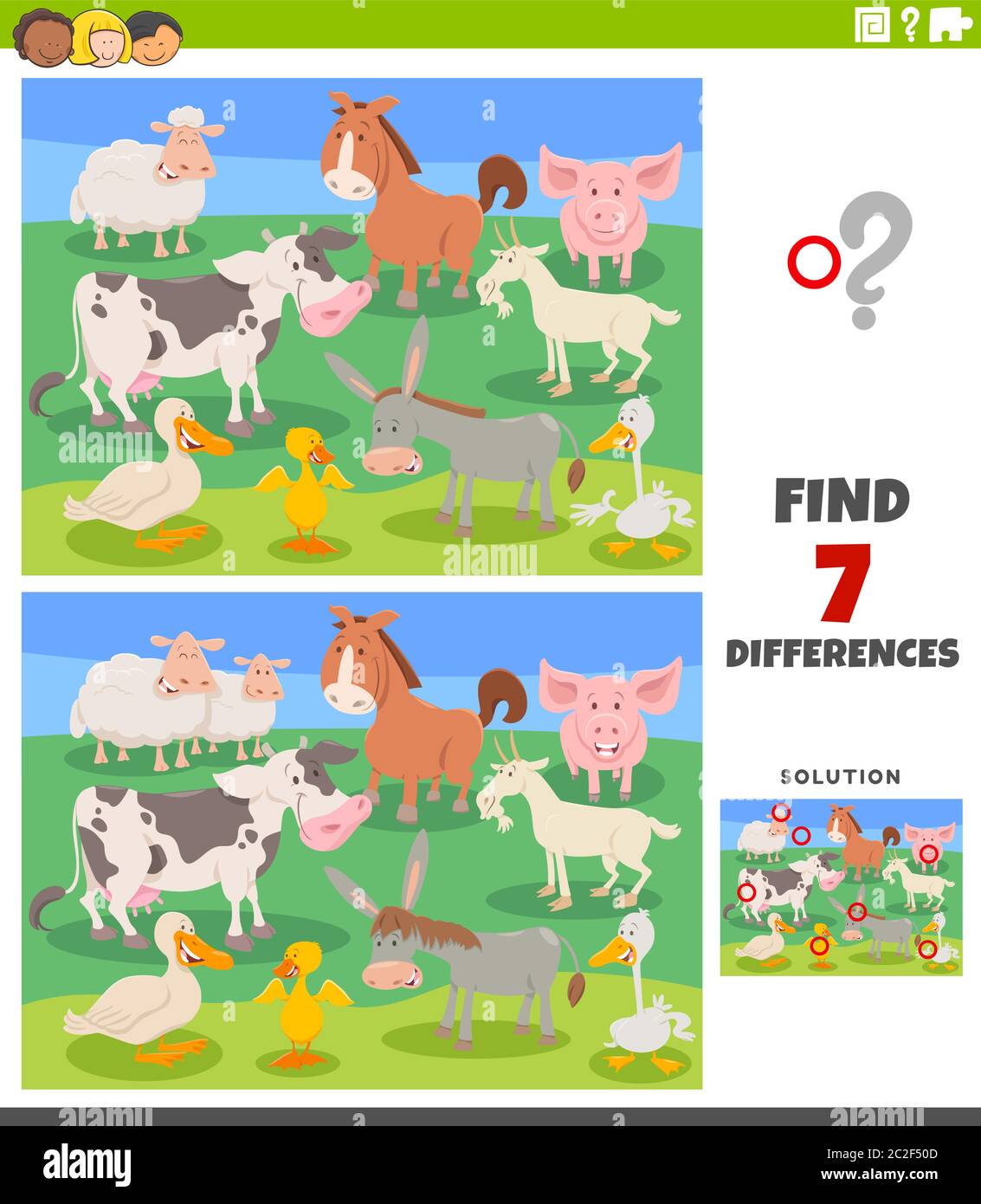 Cartoon Illustration of Finding Differences Between Pictures ...