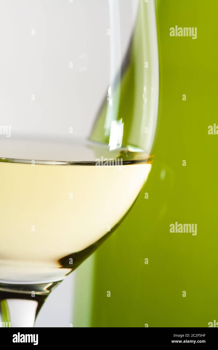 white wine bottle with a glass details Stock Photo - Alamy