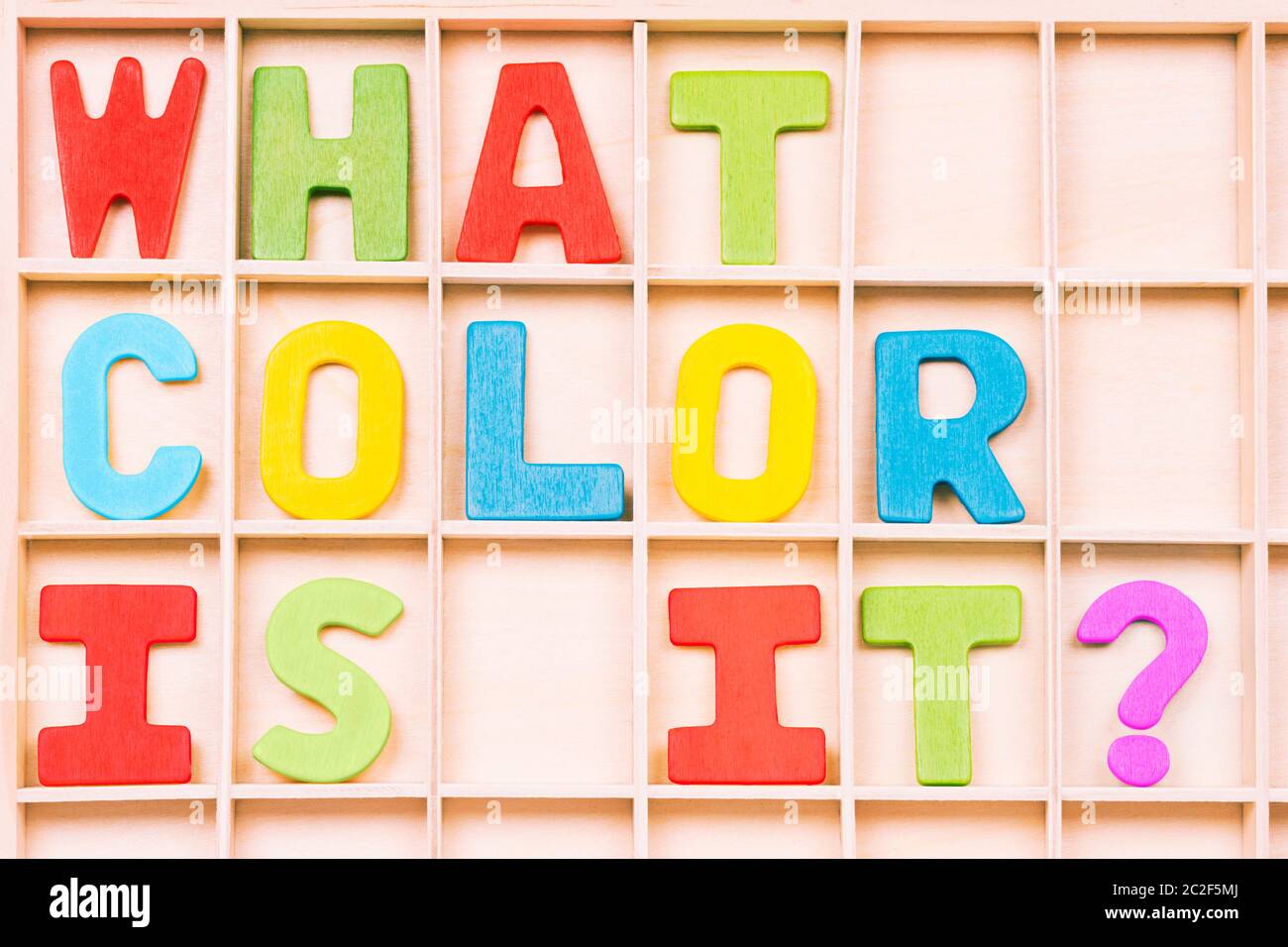 WHAT COLOR IS IT? text from different colors on wooden board, learning ...