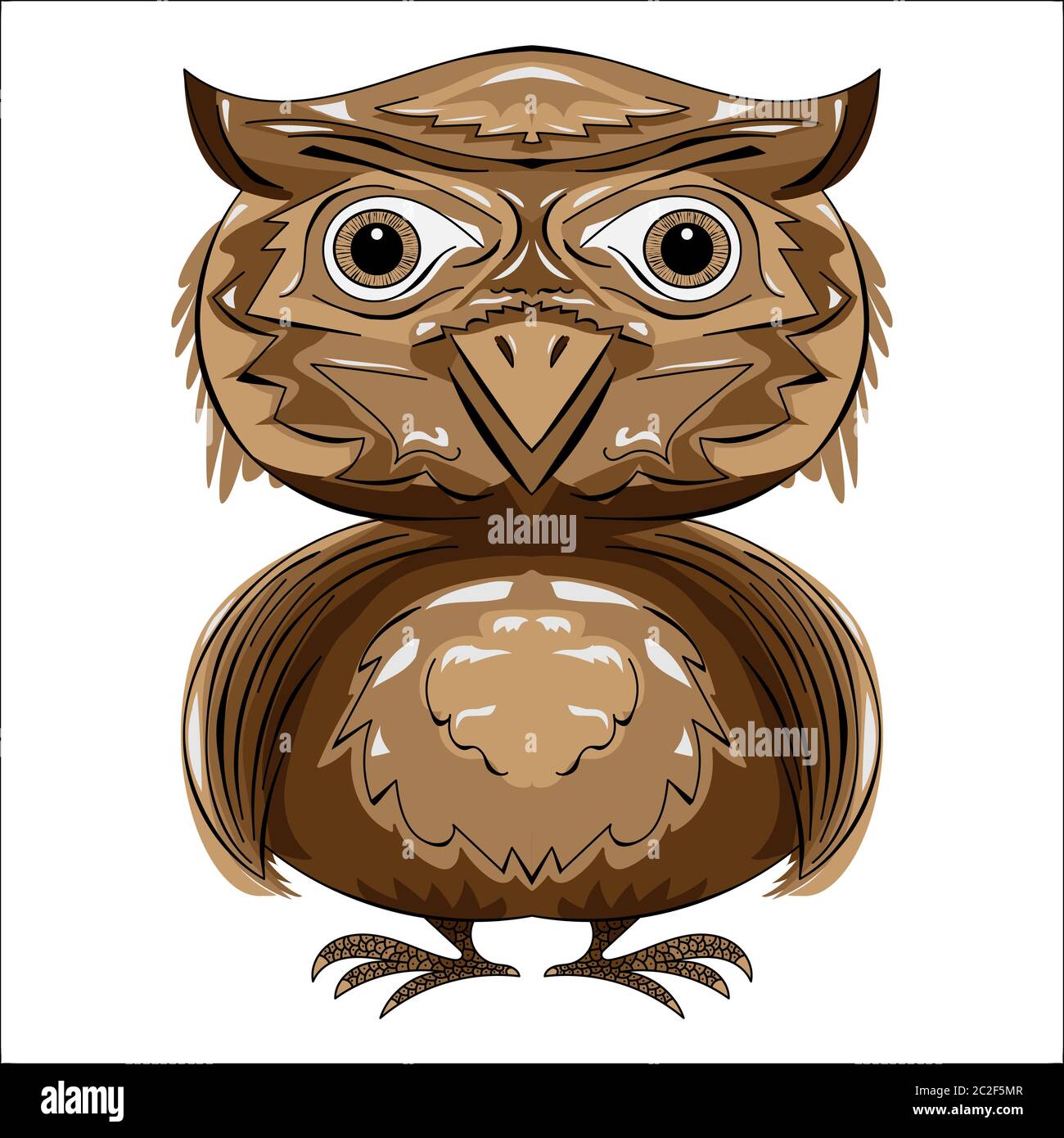 Stylized brown owl symmetrical front view vector Stock Photo - Alamy