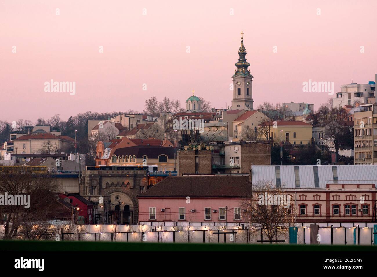 Cityscape of Belgrade city in Serbia at sunset Stock Photo - Alamy