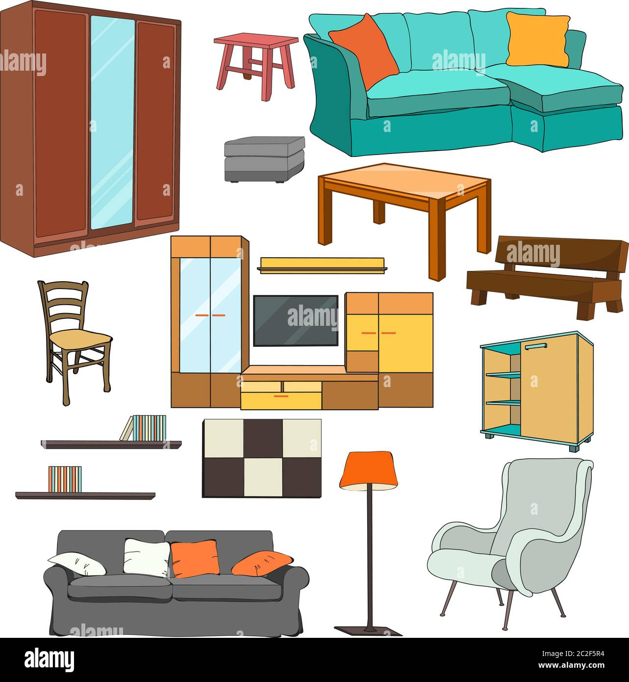 isolated, furniture set Stock Vector Image & Art - Alamy