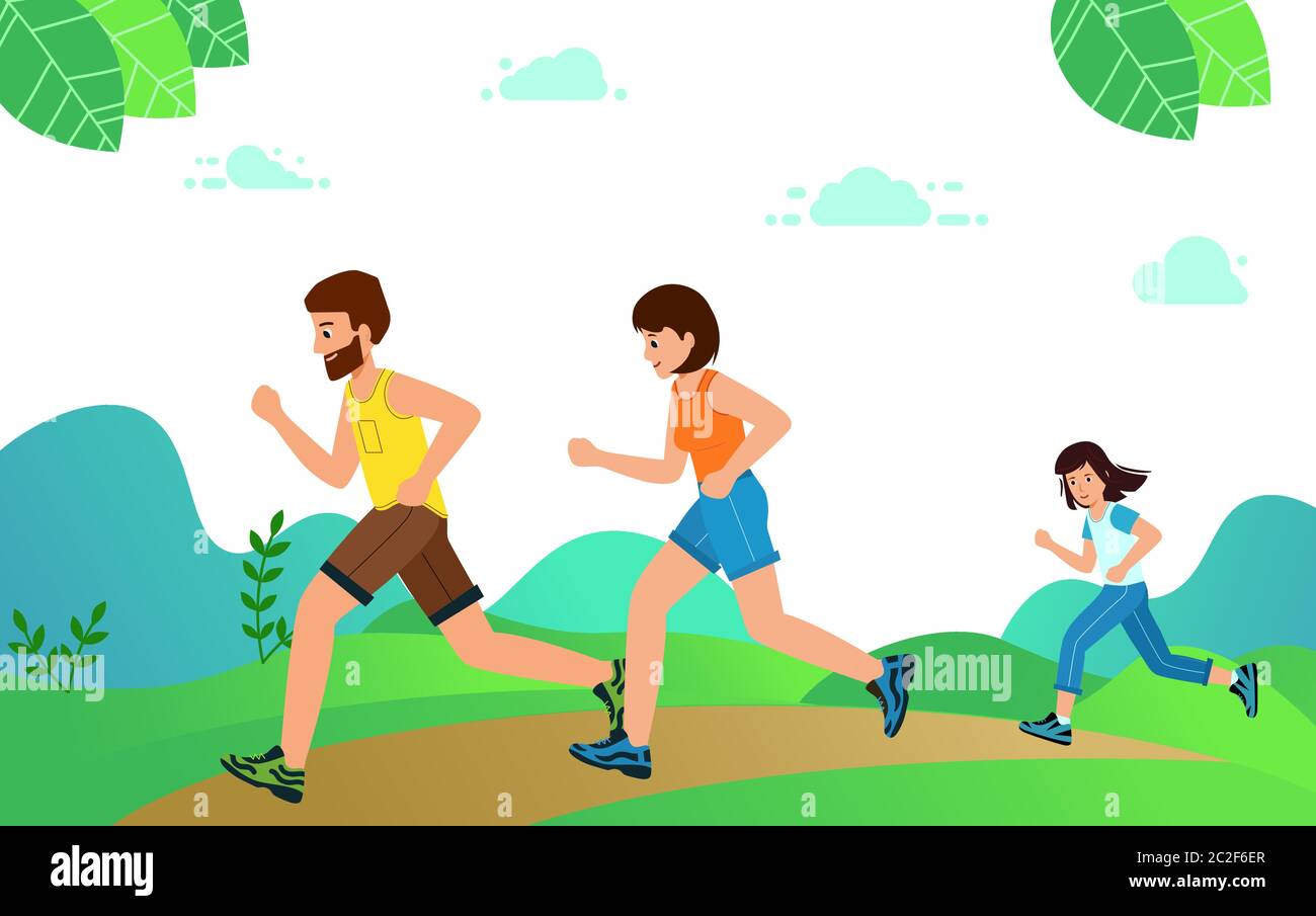 Family Jogging Clipart