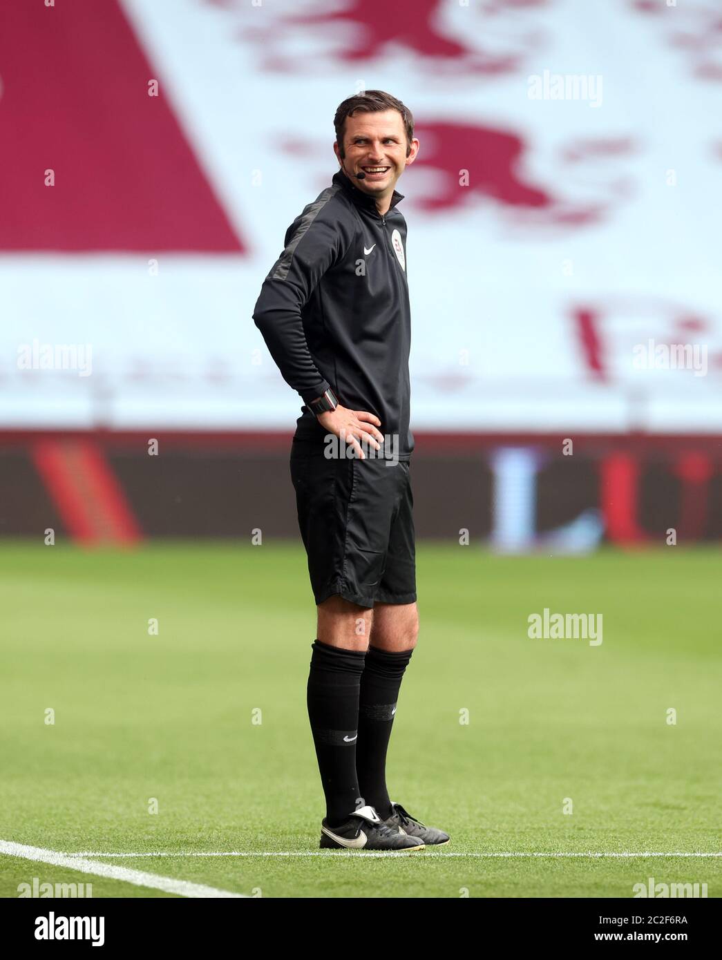 Referee Michael Oliver before the Premier League match at Villa Park ...