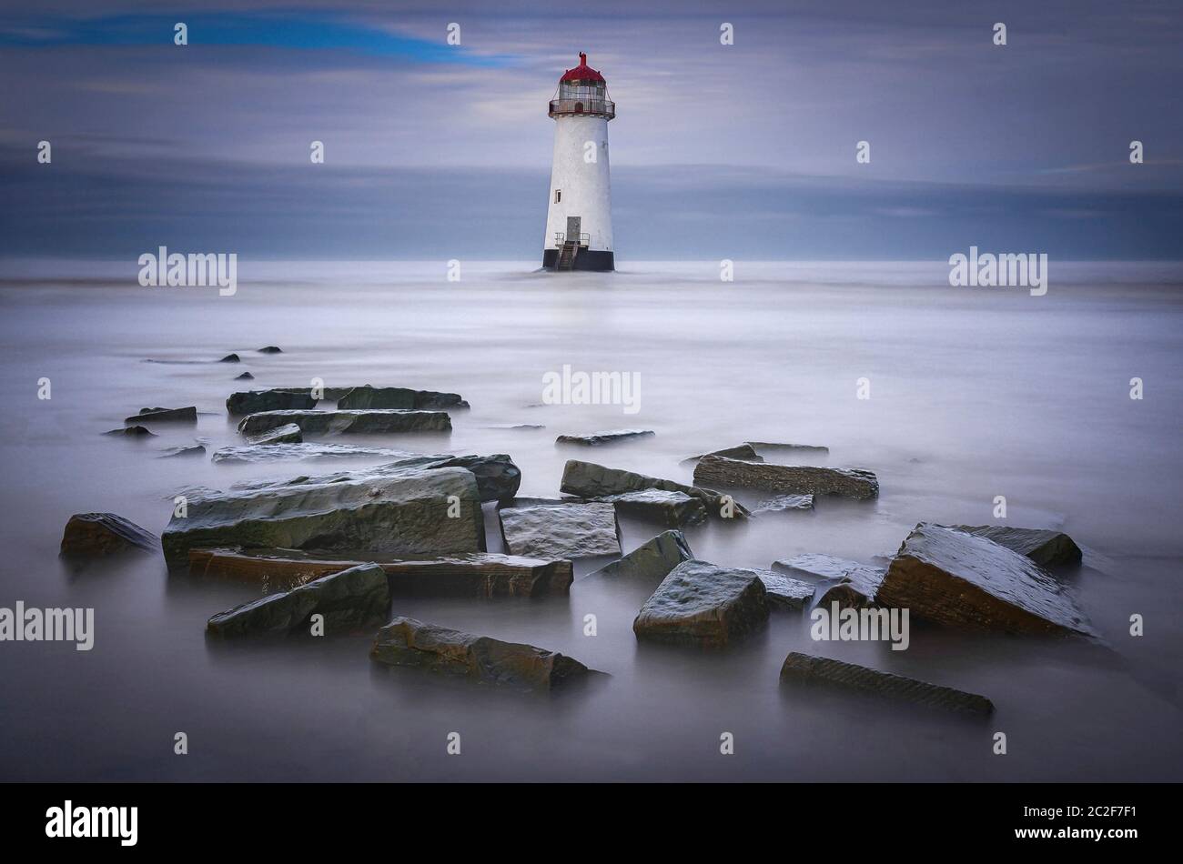 Talacre lighthouse on the north wales coast know for it's lean Stock ...