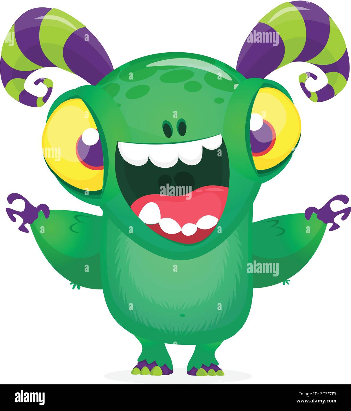 Funny cartoon monster excited laughing. Halloween vector illustration ...