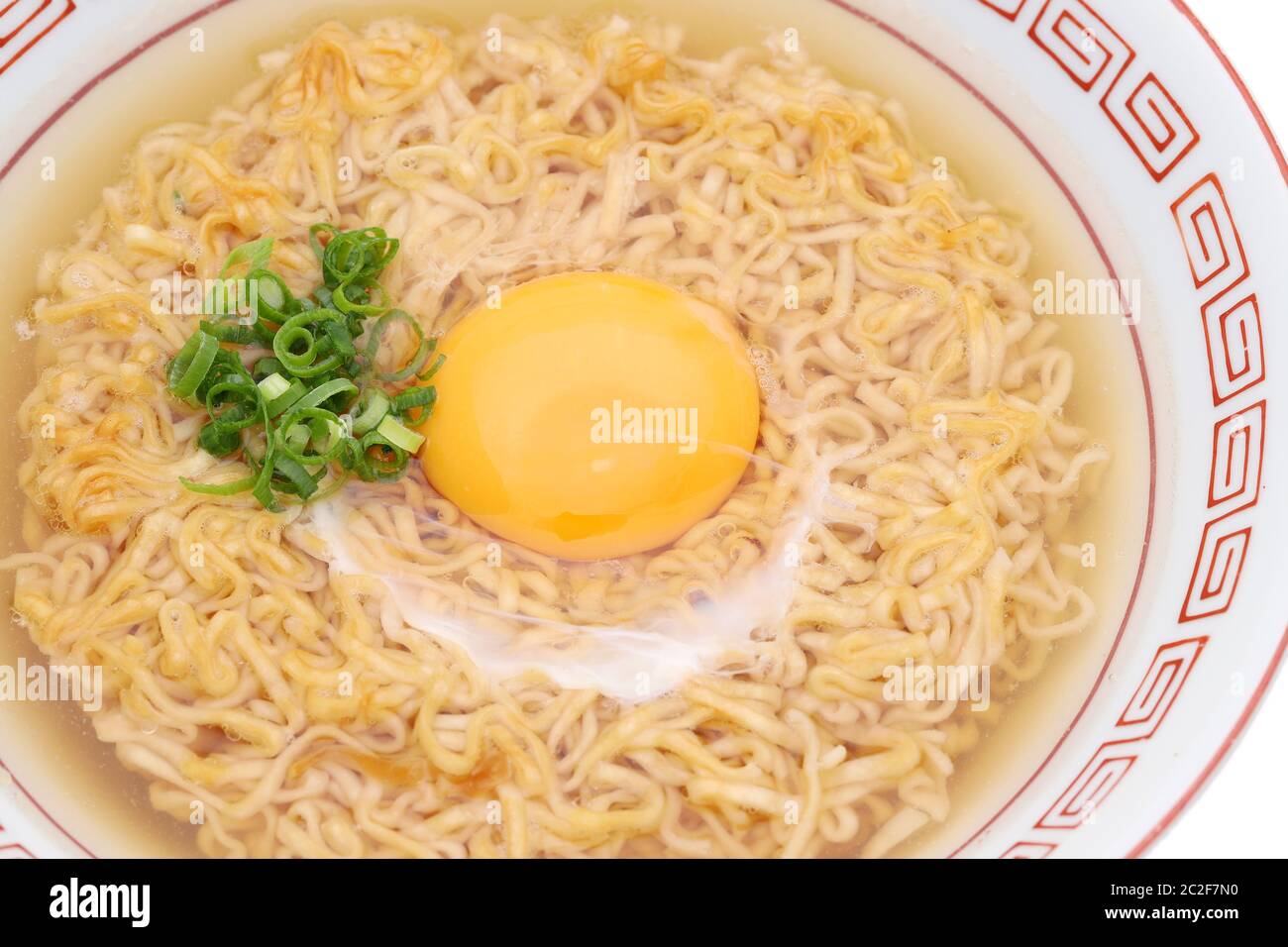 Japanese instant chicken noodles in a bowl on white background Stock ...