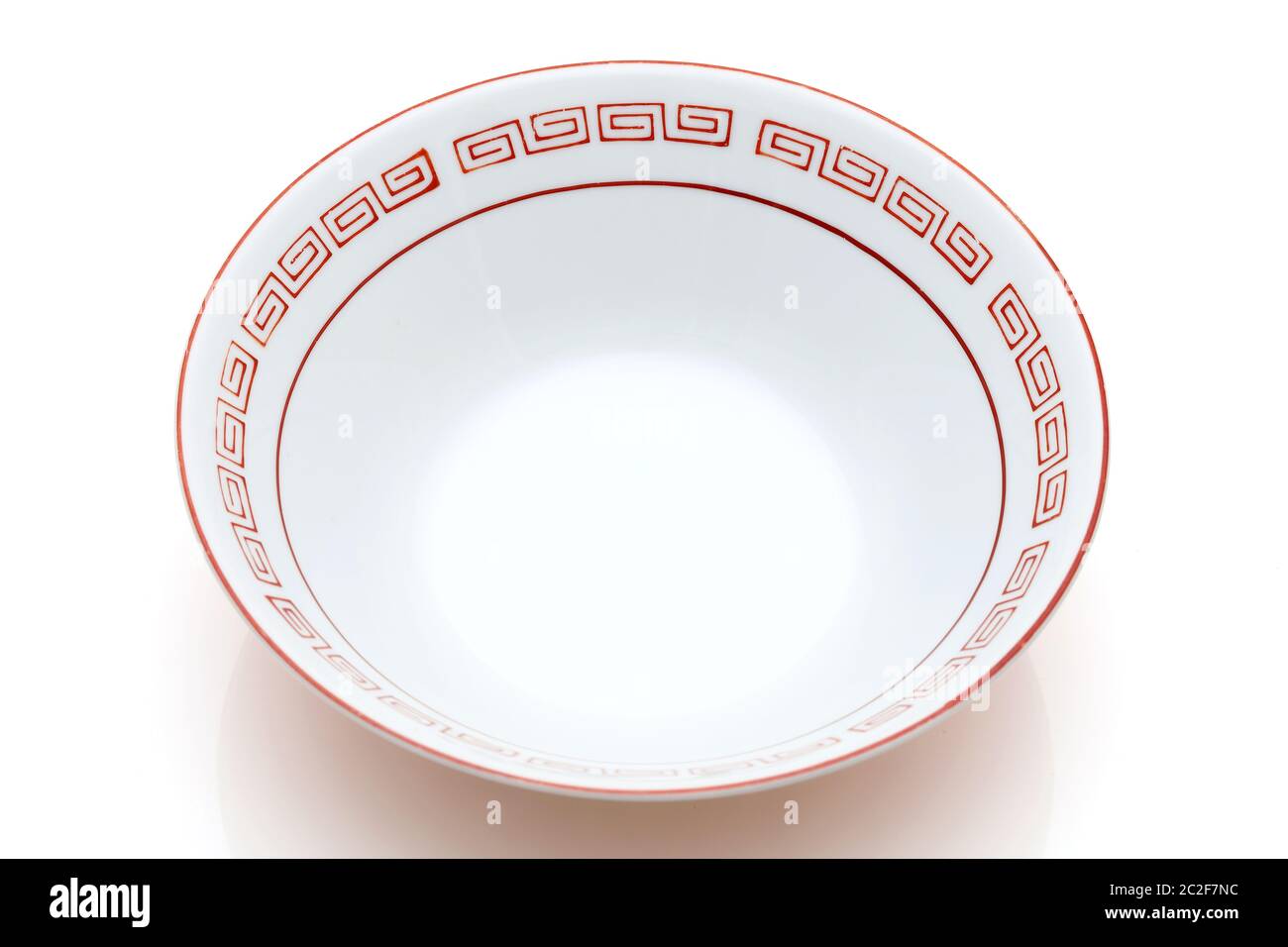 Empty ramen donburi of traditional raimon pattern on white background ...