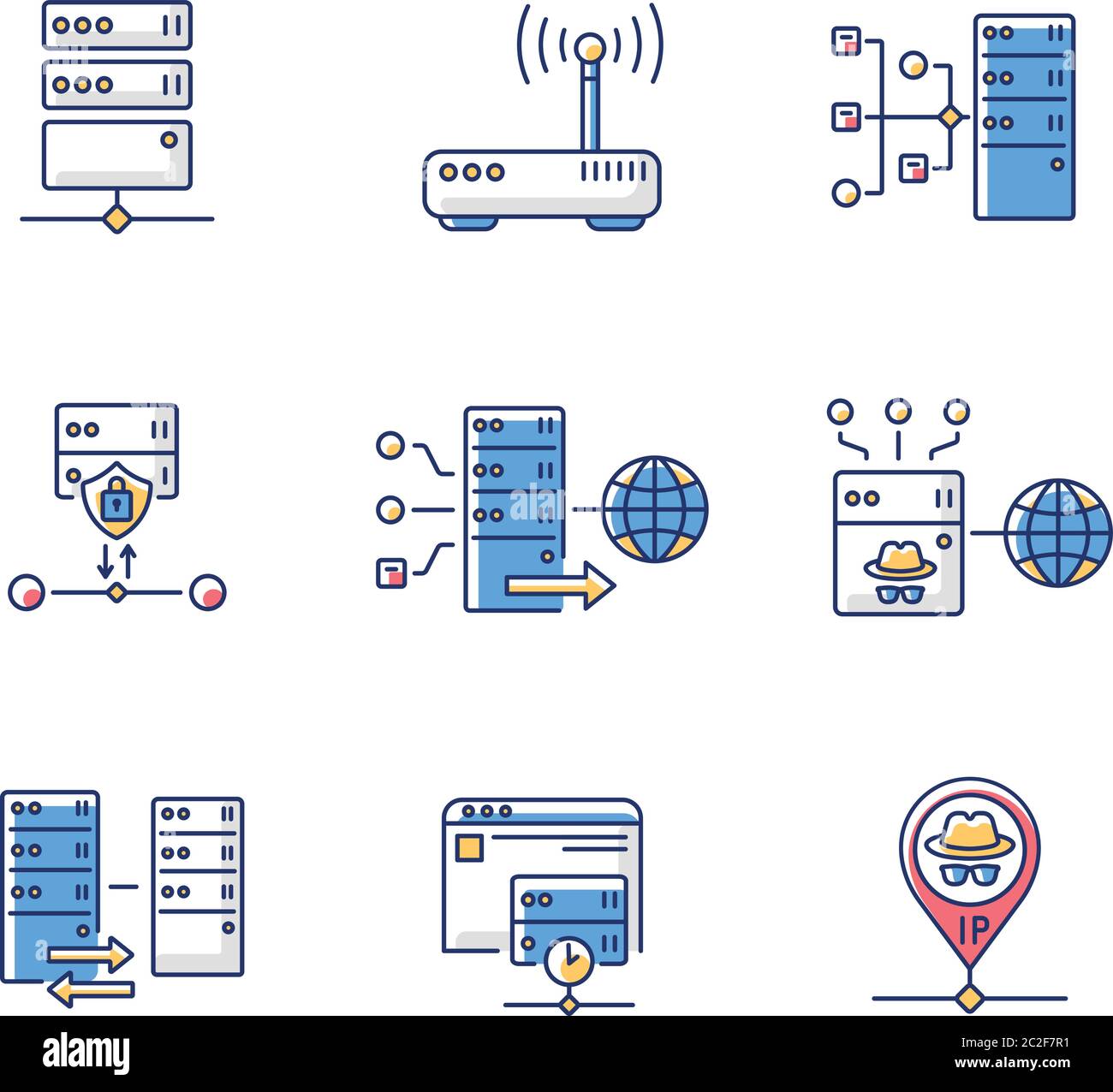 Virtual proxy servers RGB color icons set Stock Vector Image & Art - Alamy