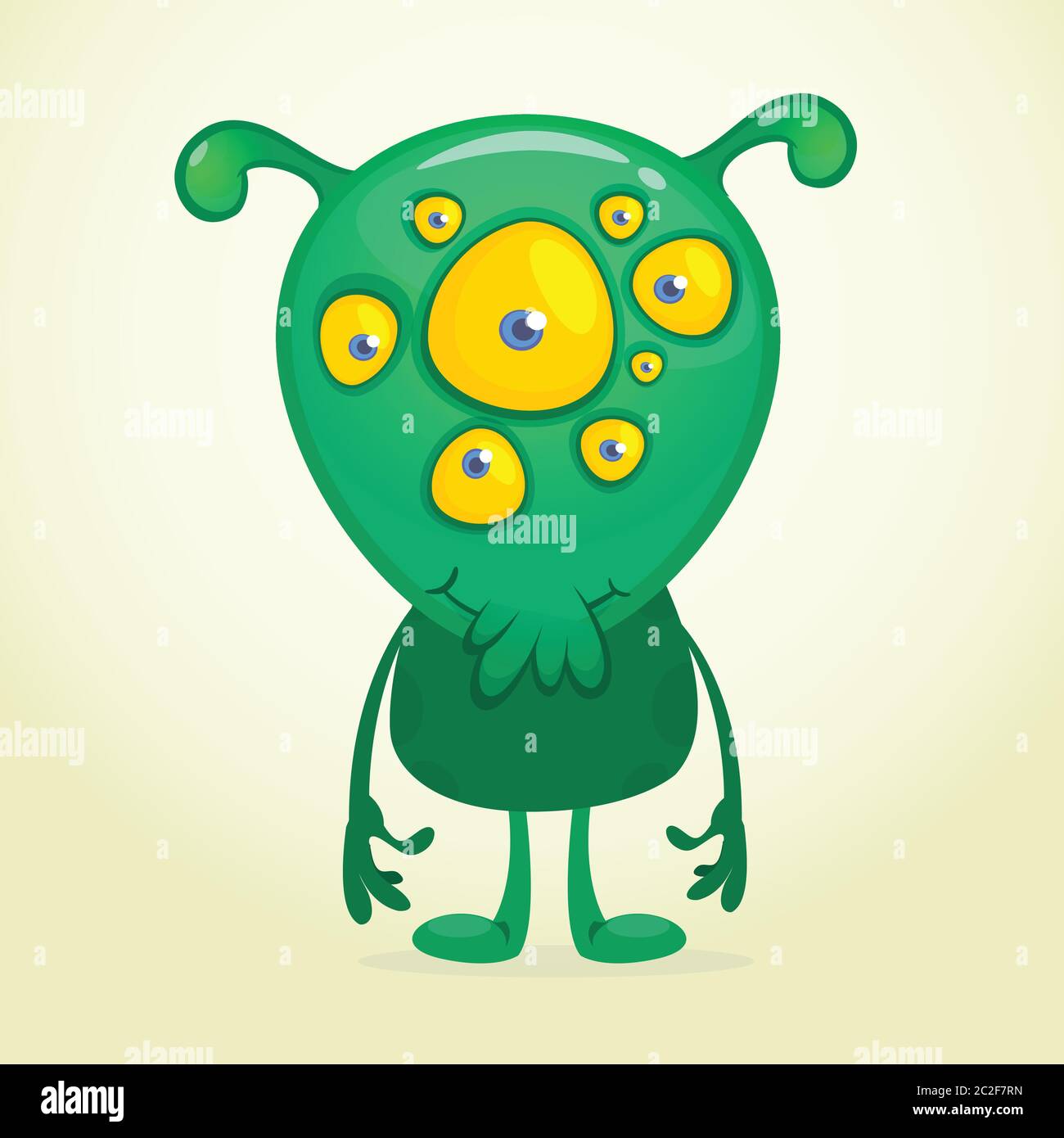 Green alien cartoon with many eyes. Vector illustration isolated Stock ...