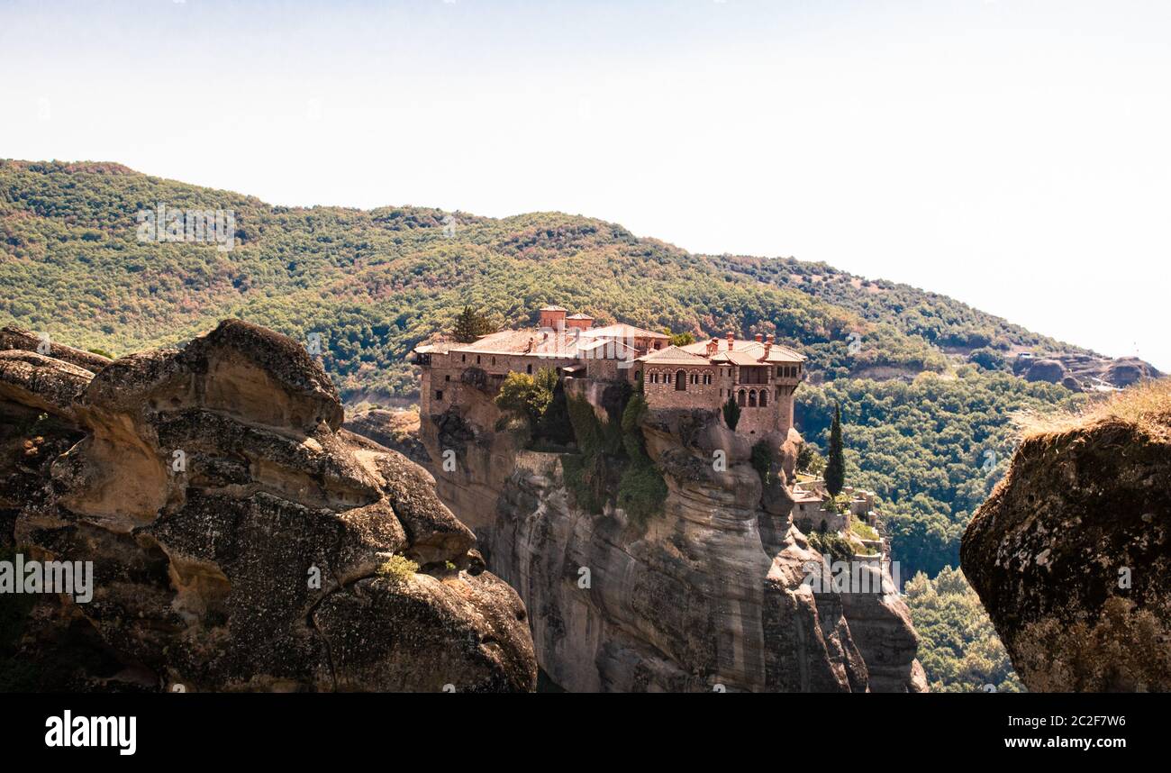 Monastery Meteora Greece. Stunning panoramic landscape. View of ...
