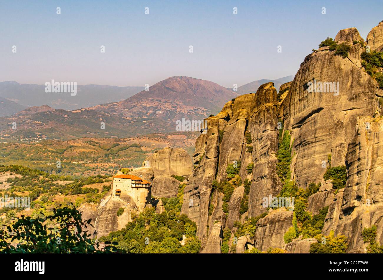 Monastery Meteora Greece. Stunning panoramic landscape. View of ...