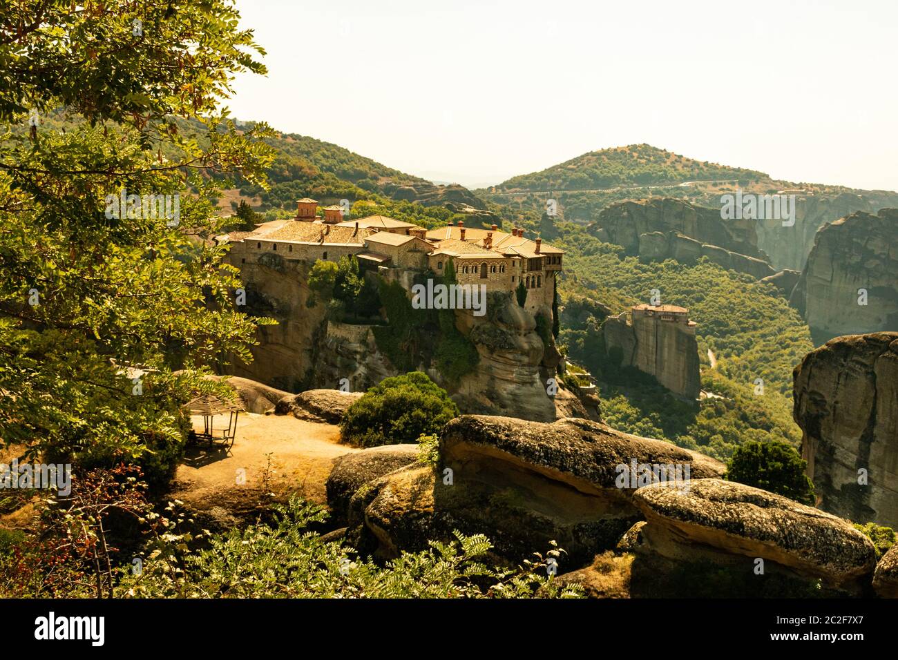 Monastery Meteora Greece. Stunning panoramic landscape. View of ...