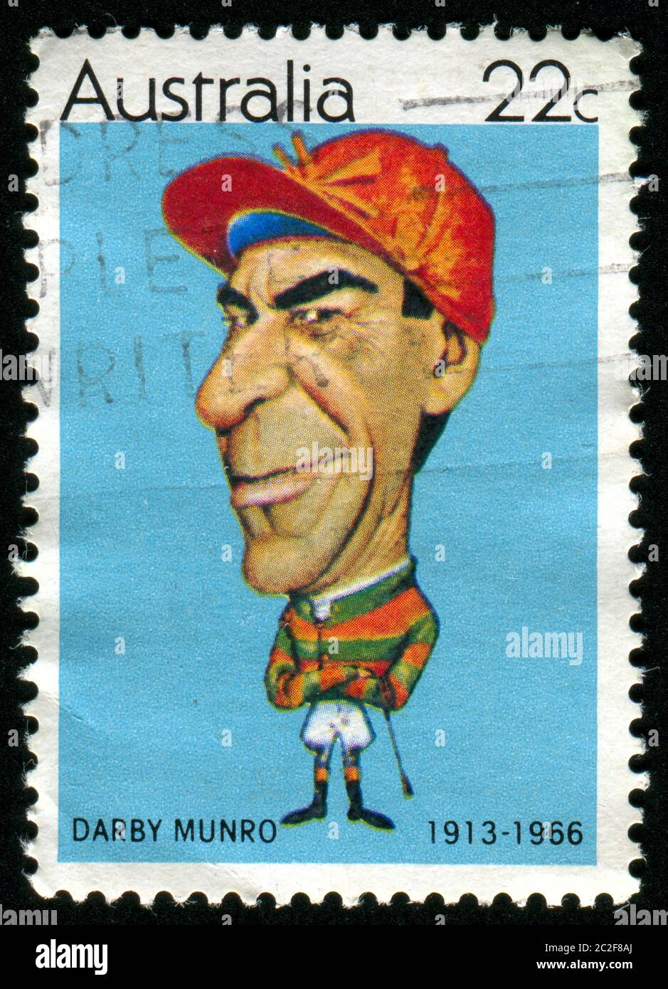 AUSTRALIA - CIRCA 1981: stamp printed by Australia, shows Jockey Darby ...