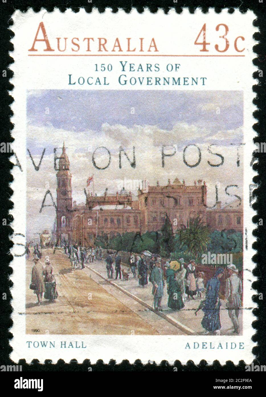 AUSTRALIA - CIRCA 1990: stamp printed by Australia, shows Town Hall ...
