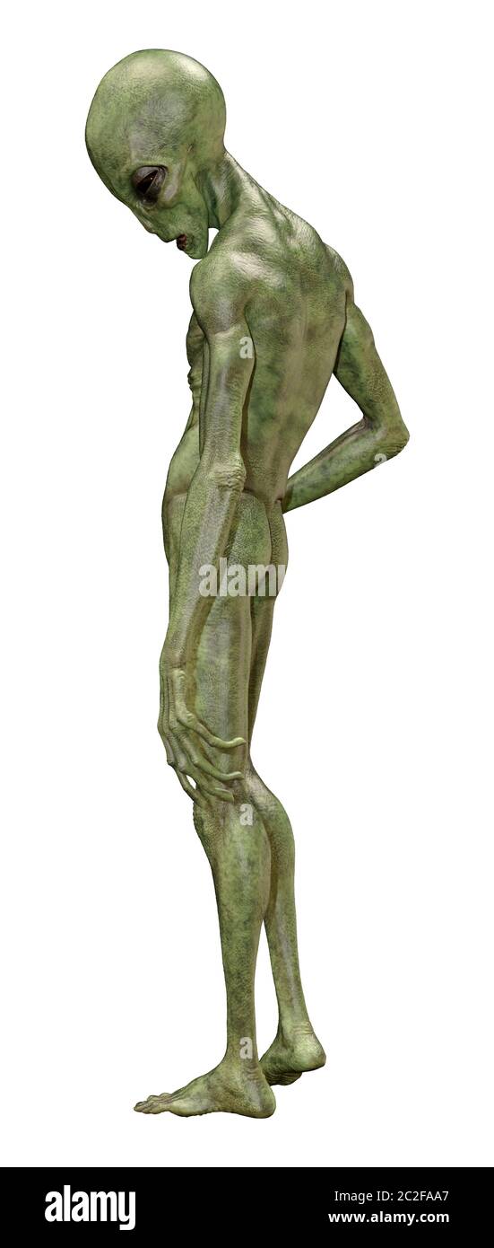 3D rendering of a green alien isolated on white background Stock Photo ...
