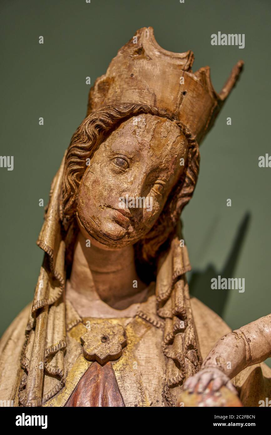 Holy mary A medieval, painted sculpture from the XiV th century ...
