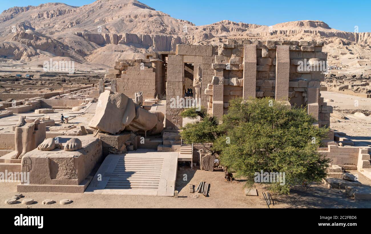 The Ramesseum is the memorial temple or mortuary temple of Pharaoh ...