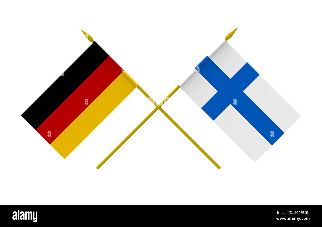 Flags of Germany and Finland, 3d render, isolated on white Stock Photo ...