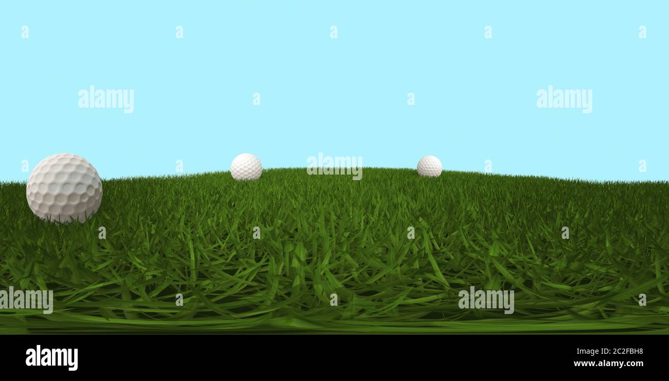 HDRI map with golf balls on green grass. 3D illustration Stock Photo ...