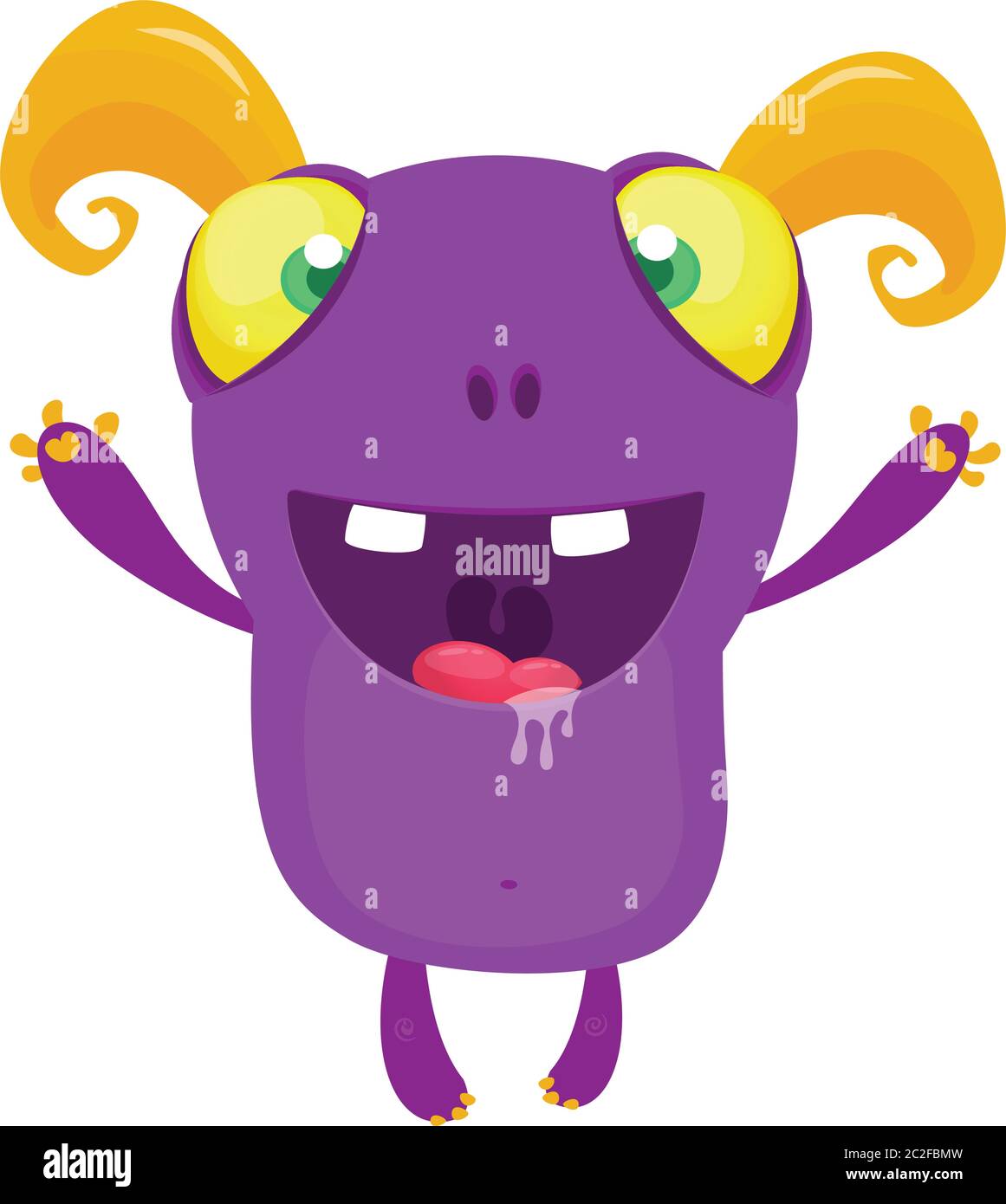 Cute cartoon excited smiling alien. Vector alien character. Isolated ...