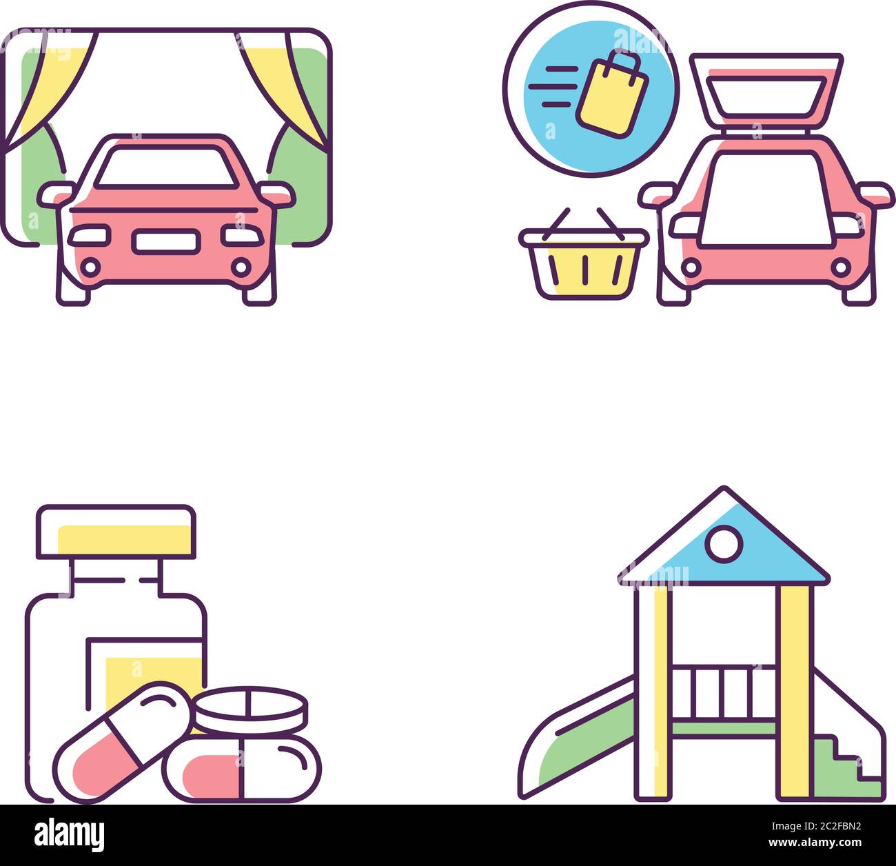 Shopping mall products and services RGB color icons set Stock Vector ...