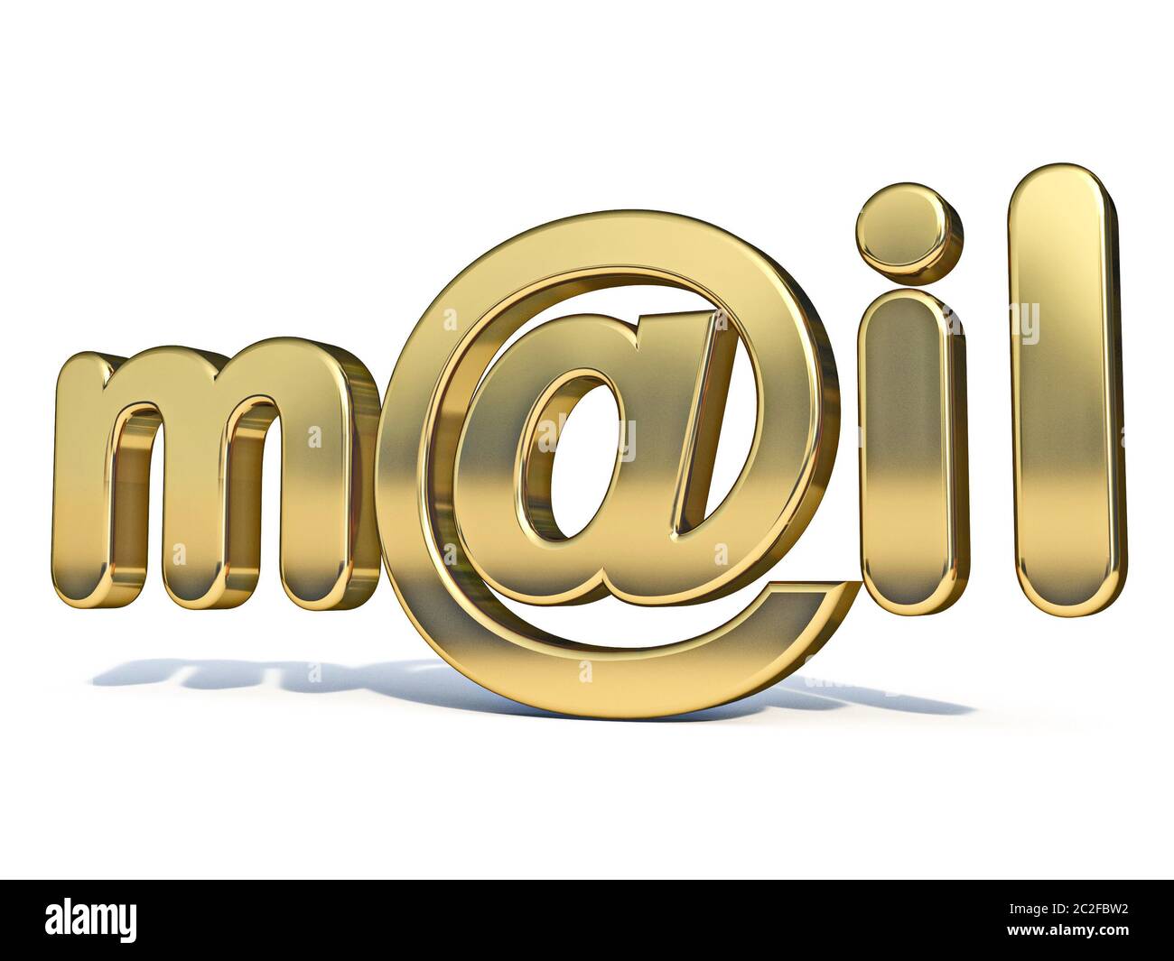 Golden word MAIL with at sign 3D rendering illustration isolated on ...