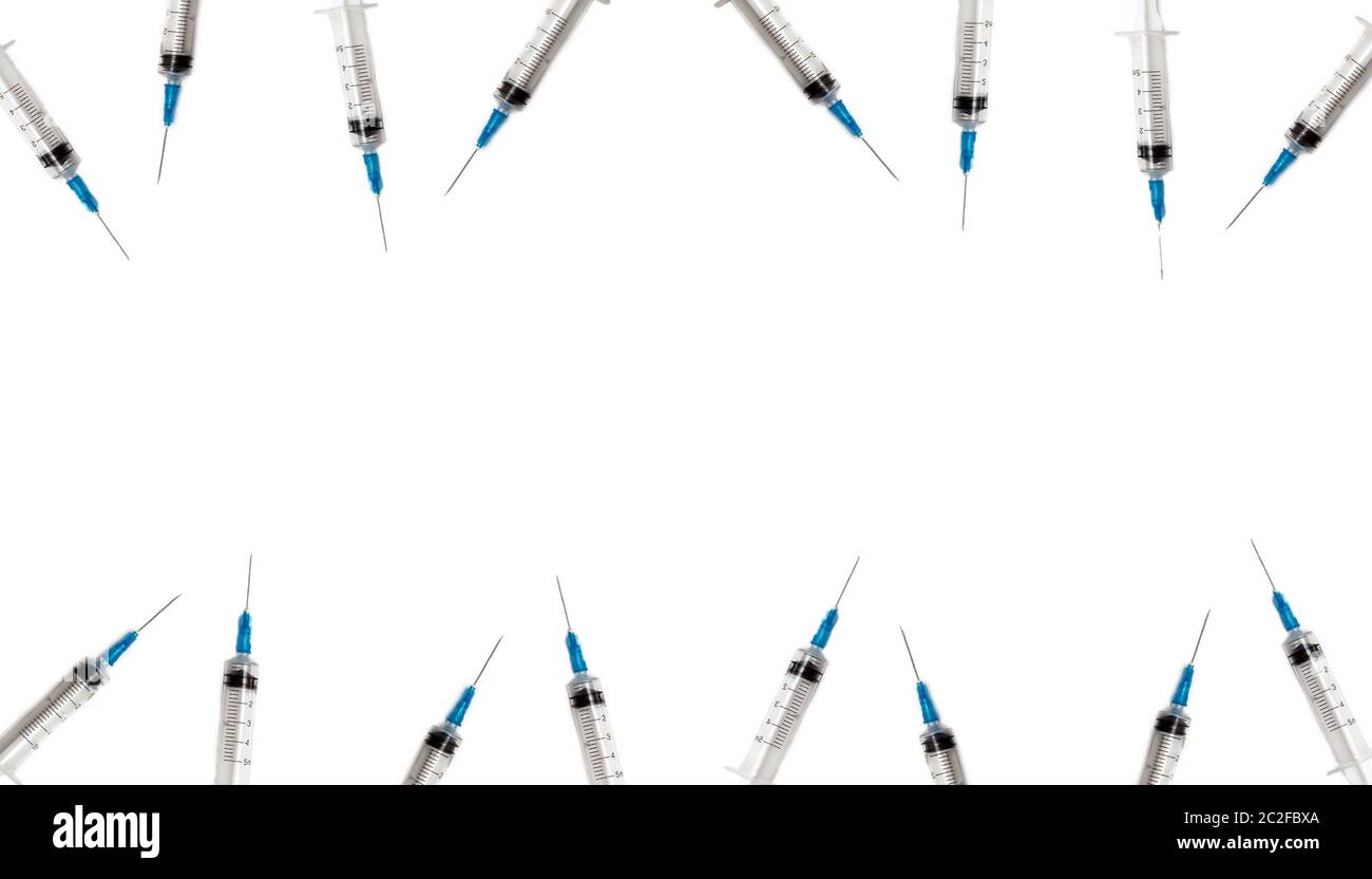 Medical syringe isolated over white background, injection needles for ...