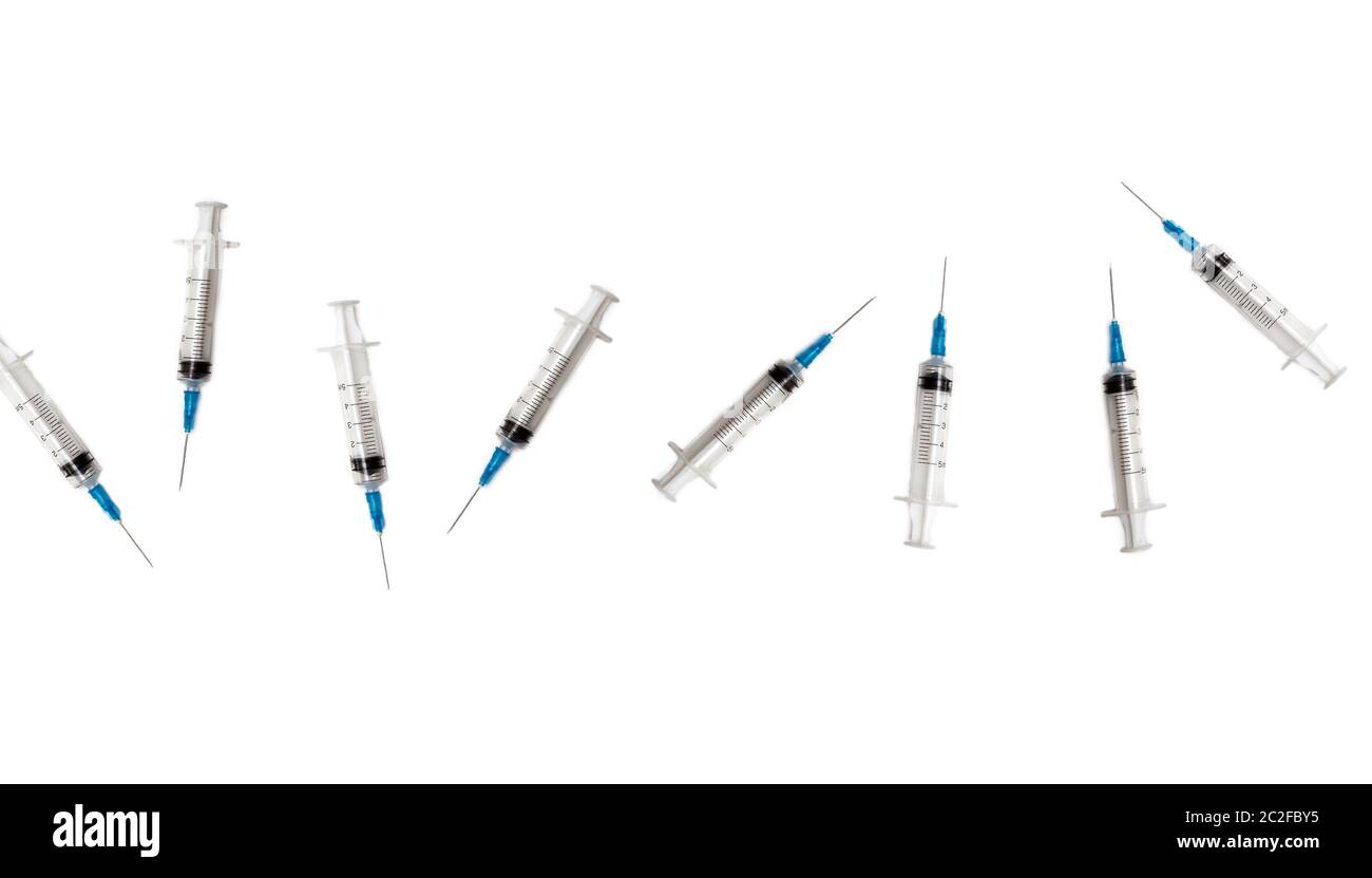 Medical syringe isolated over white background, injection needles for ...