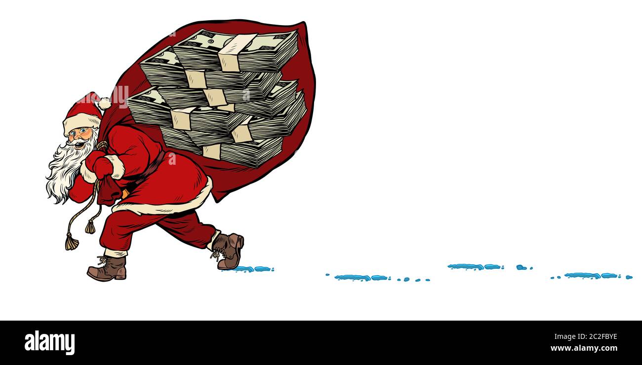 Santa Bag Full Of Cash Cartoon