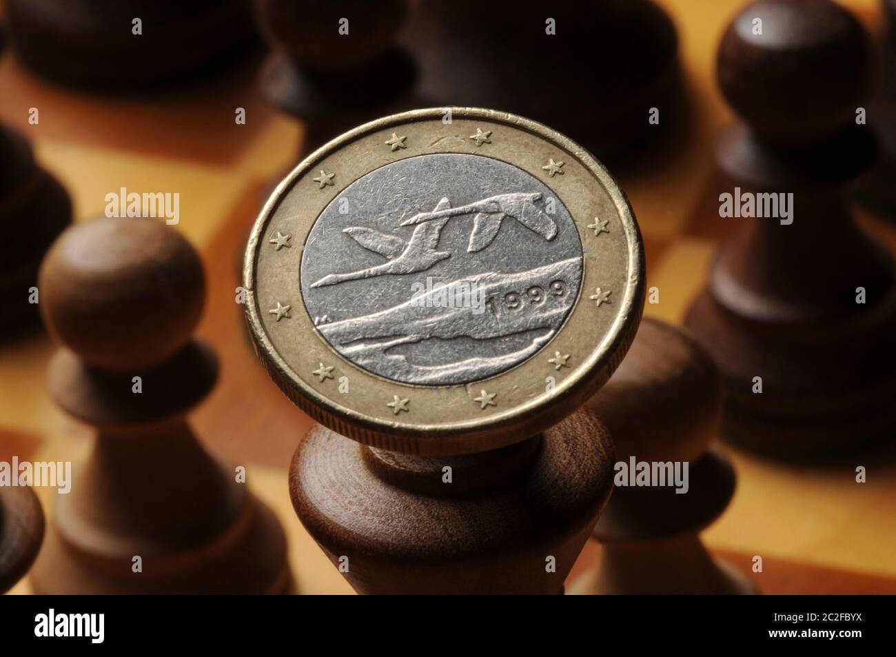 Finnish euro on chess Stock Photo - Alamy