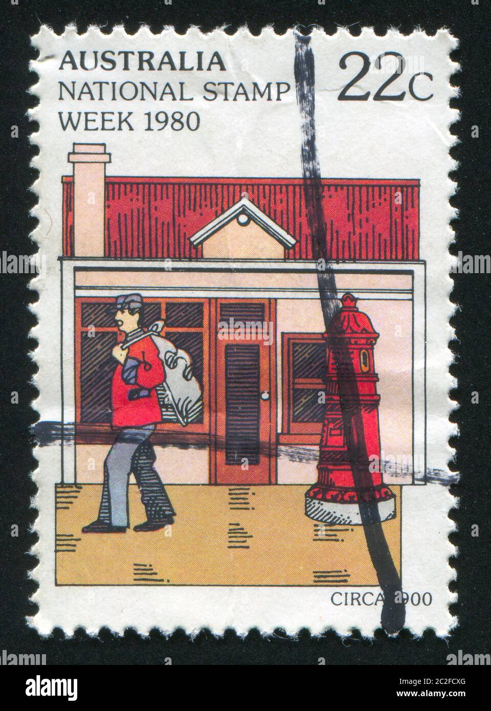 AUSTRALIA - CIRCA 1980: stamp printed by Australia, shows Mailman ...