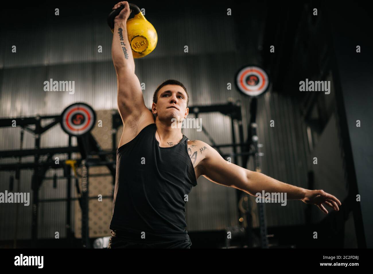 Athletic muscular man with perfect beautiful body wearing sportswear ...