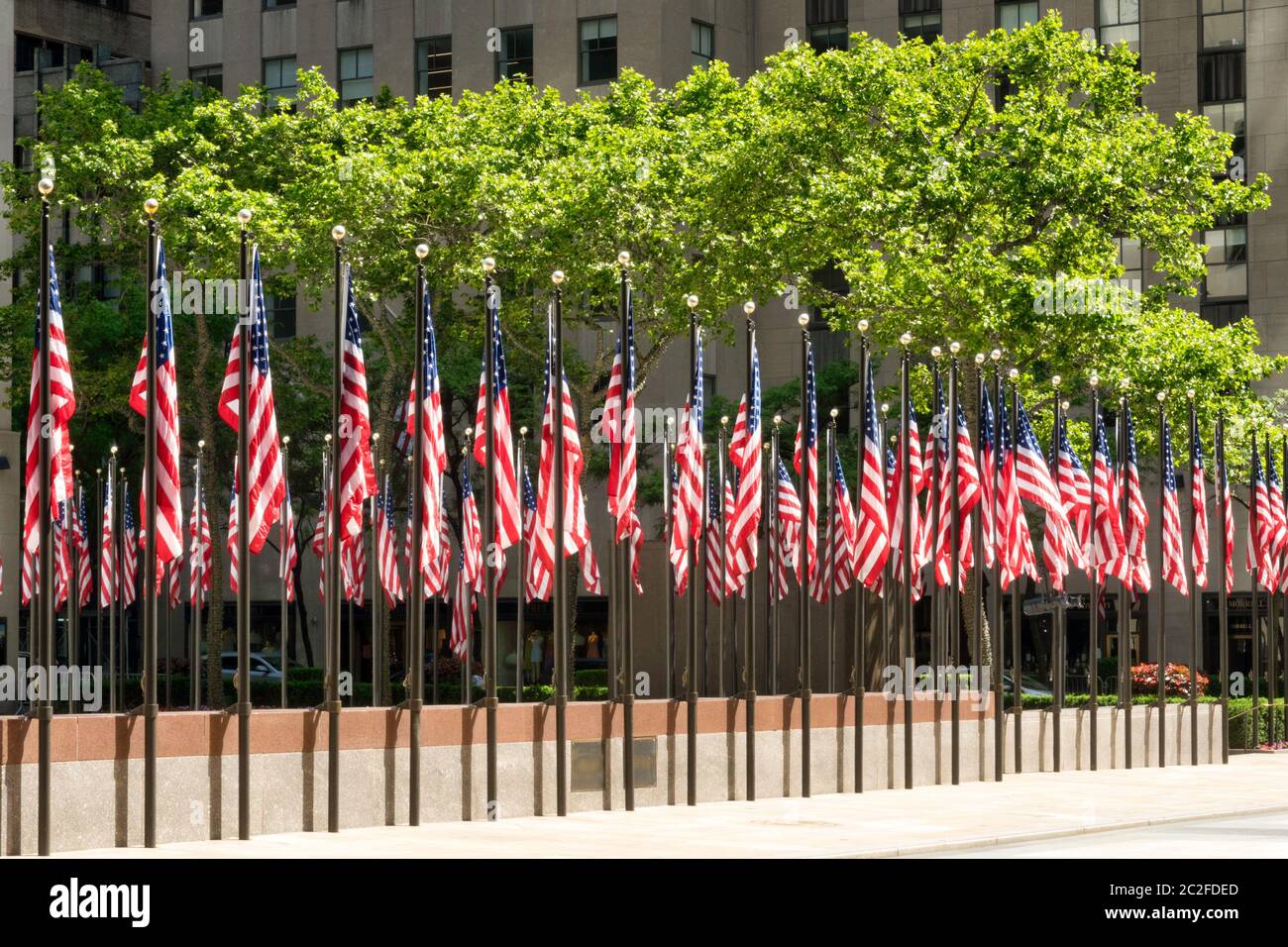 American Flags at Rockefeller Center Plaza are a tribute to the United ...