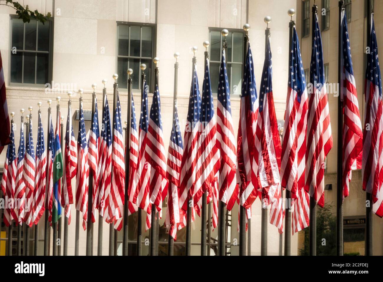 American Flags at Rockefeller Center Plaza are a tribute to the United ...