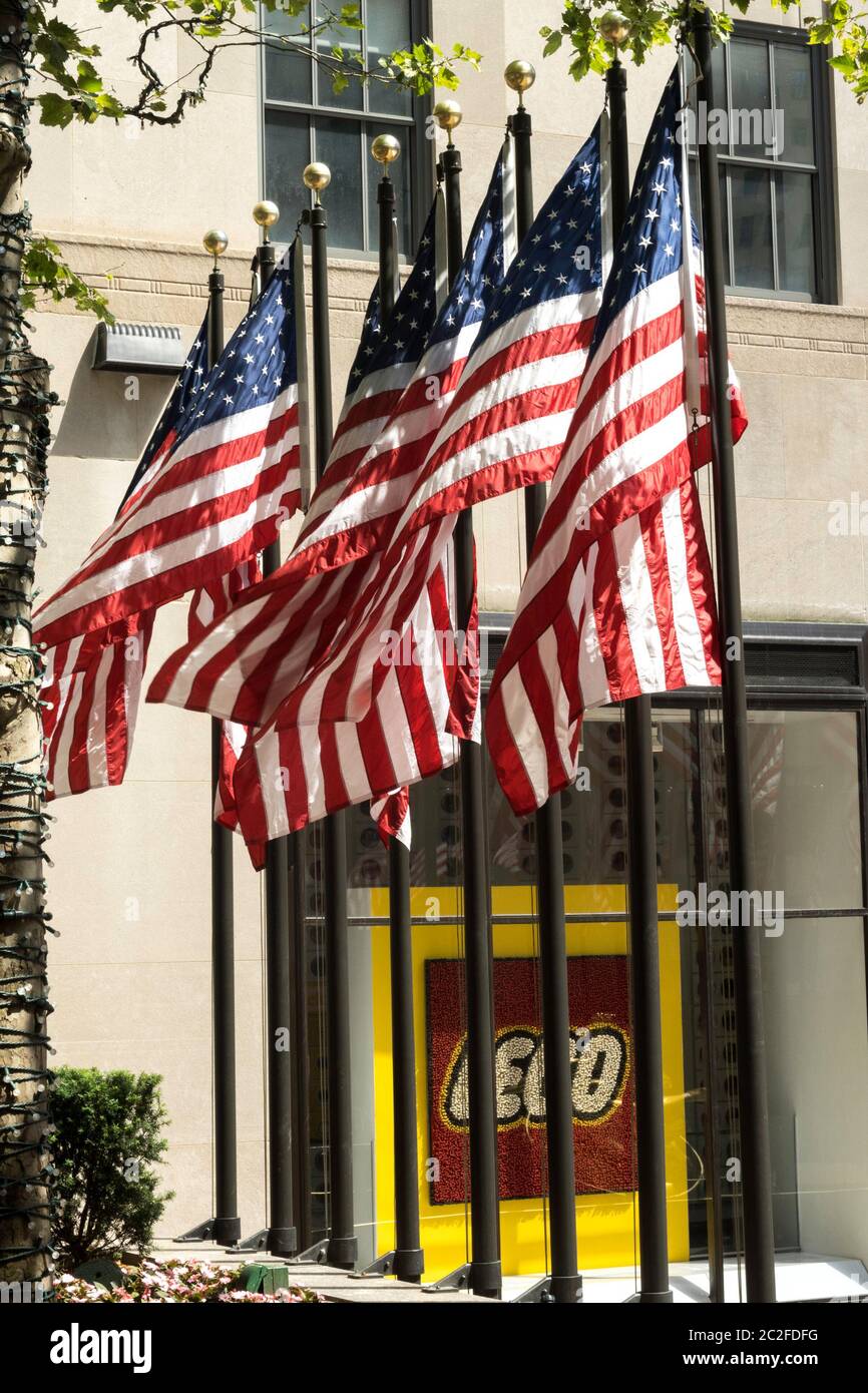 American Flags at Rockefeller Center Plaza are a tribute to the United ...
