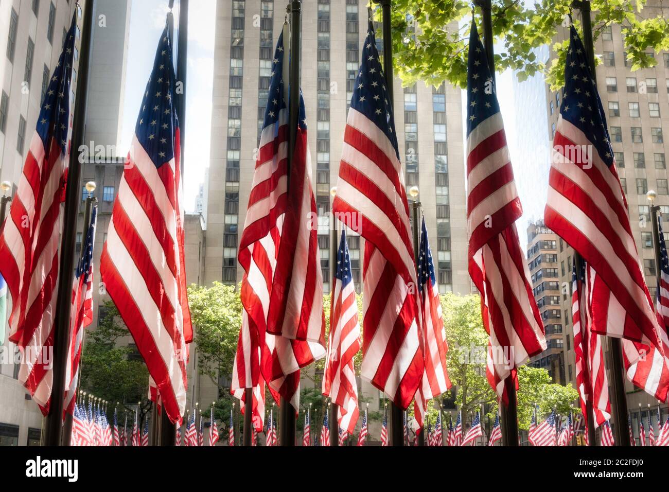 American Flags at Rockefeller Center Plaza are a tribute to the United ...